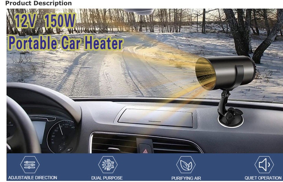 Portable 12V Auto Heater Fan/Defogger/Defroster Cooling Fan W/ Window ...