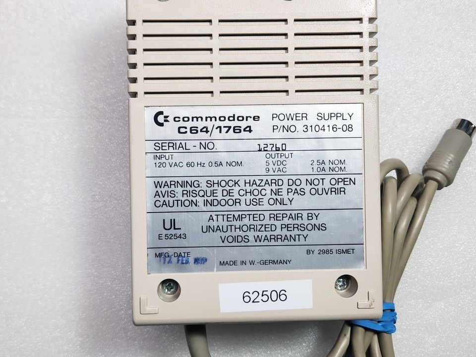 Commodore C-64/C64/C64C Strong Power Supply for Memory Expansion REU 310416-08 | eBay