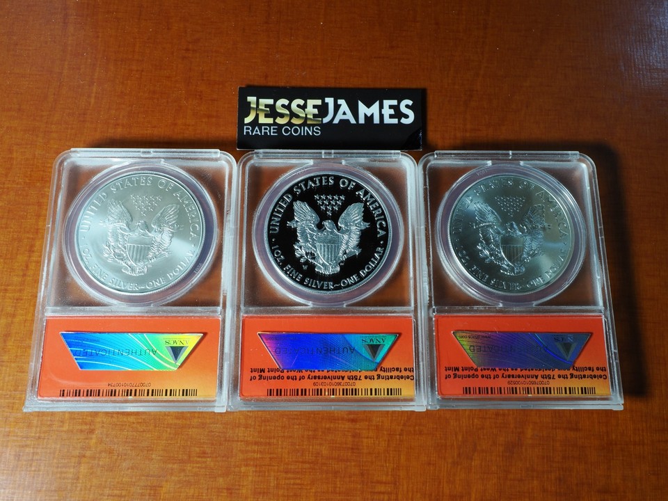 2013 W (S) (W) PROOF SILVER EAGLE ANACS PR70 MS70 STRUCK AT SF & WP 3 ...