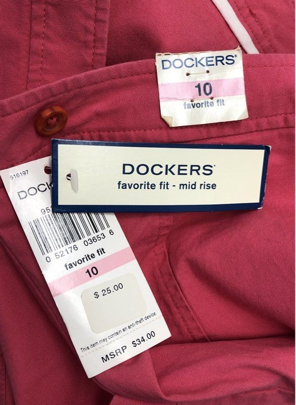 NWT Dockers Women's Favorite Fit Mid Rise Pink Chino Skirt Side Zip ...