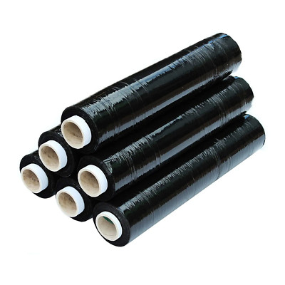 6 X ROLLS BLACK PALLET STRETCH SHRINK WRAP PARCEL PACKING CLING FILM ...