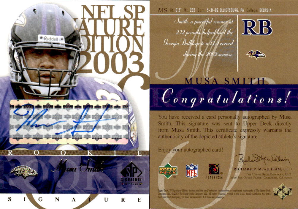 2003 SP Signature Autographs Blue Ink #MS Musa Smith | eBay