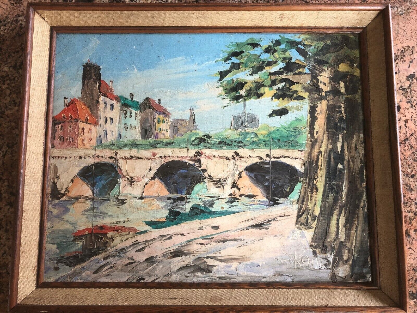 Orignal signed Fred Roner art oil canvas painting Pont Neuf Paris ...