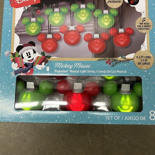 Disney Mickey Mouse Christmas Projection Musical Light String 8 Count ...