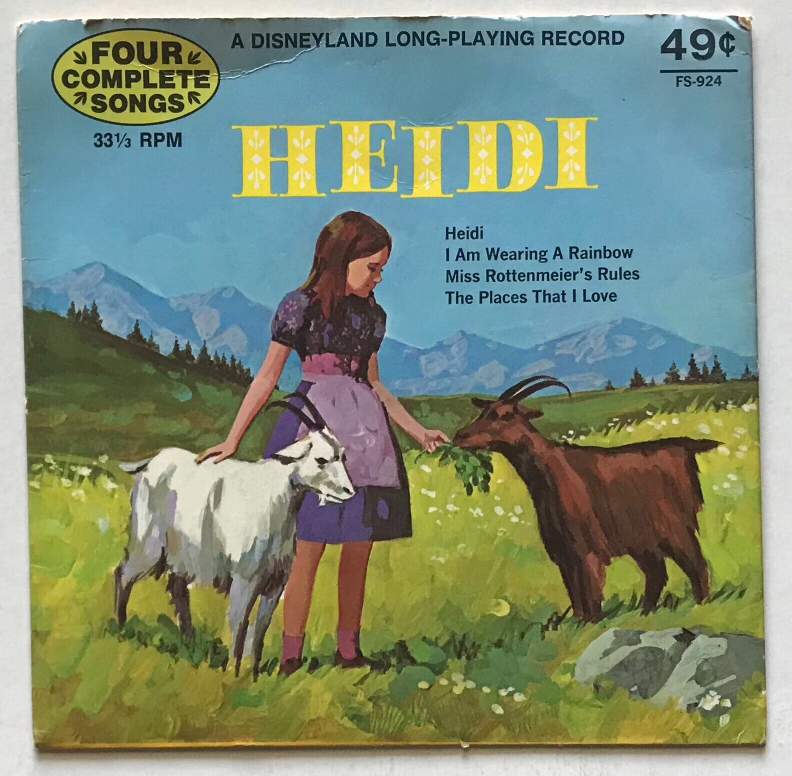 Walt Disney's Heidi - Four Complete Songs - 1972 - 7" 33RPM Record | eBay