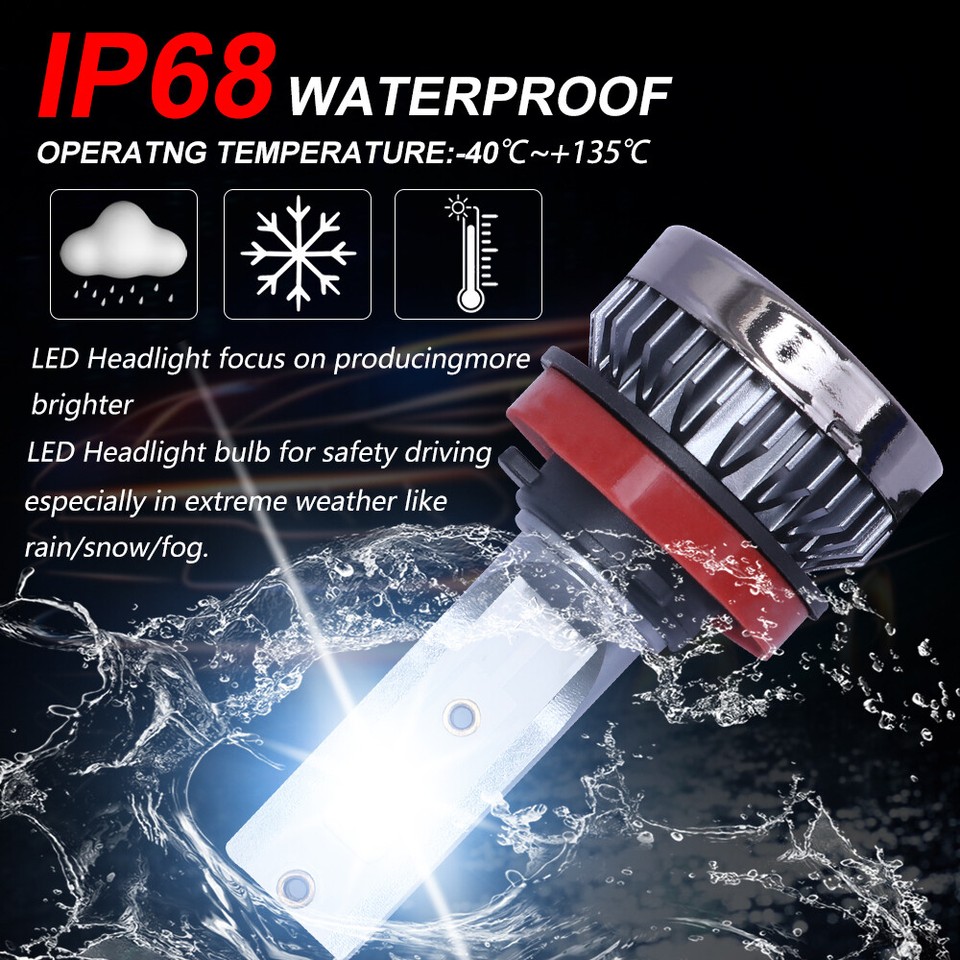 2X H11 Mini Ultra-light 120W 26000LM 6000K COB LED Headlight Low Beam ...