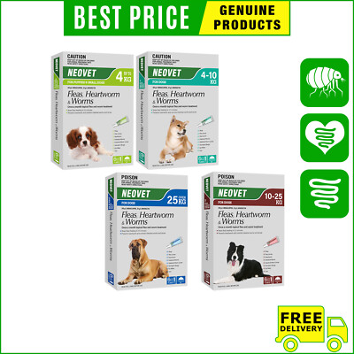 Neovet for Dogs 6 Pipettes Flea Heartworm Worm Treatment | eBay Australia