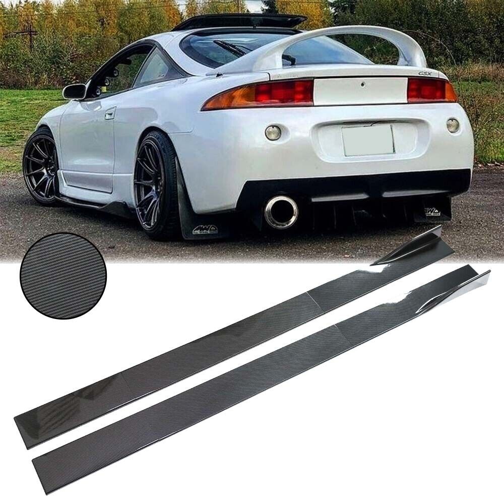 86.6” Carbon Fiber Side Skirts Splitter Rocker Lip For Mitsubishi ...