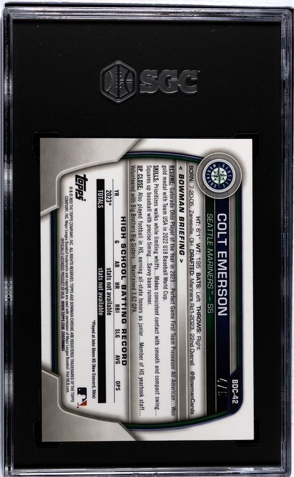 2023 Bowman Draft Sapphire Colt Emerson #BDC-42 Chrome Red SGC 8.5 | eBay