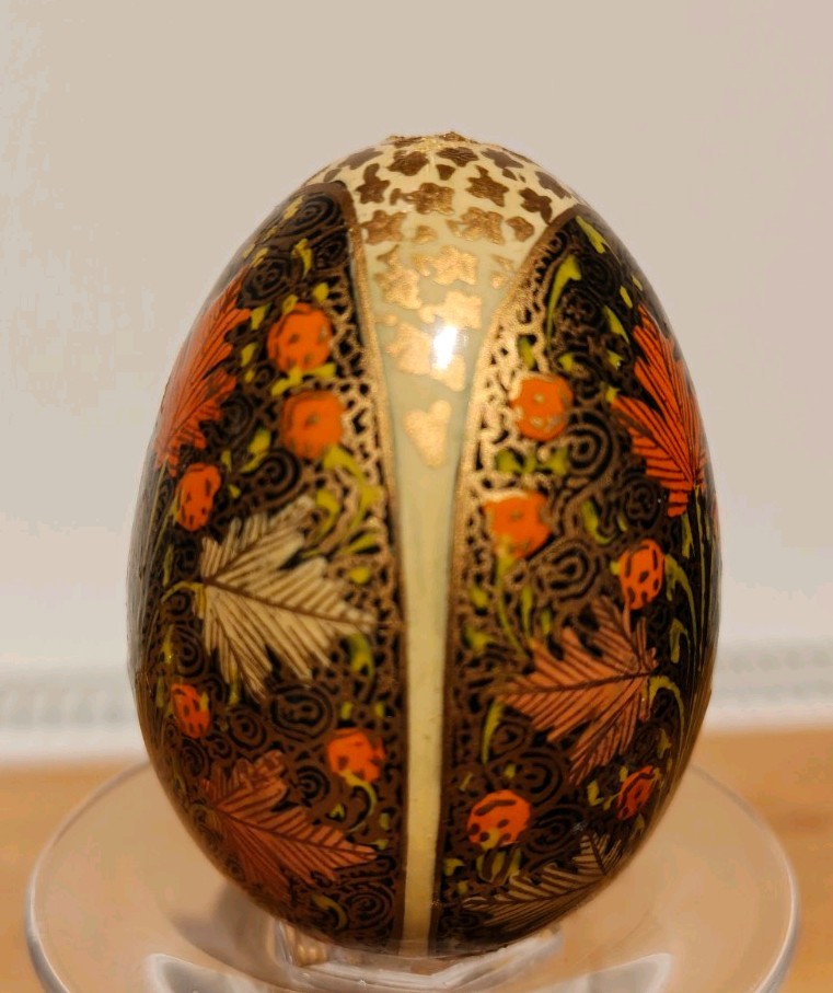 Hand Painted Decorative Easter Egg Orange Leaves Flowers Ukrainian ...