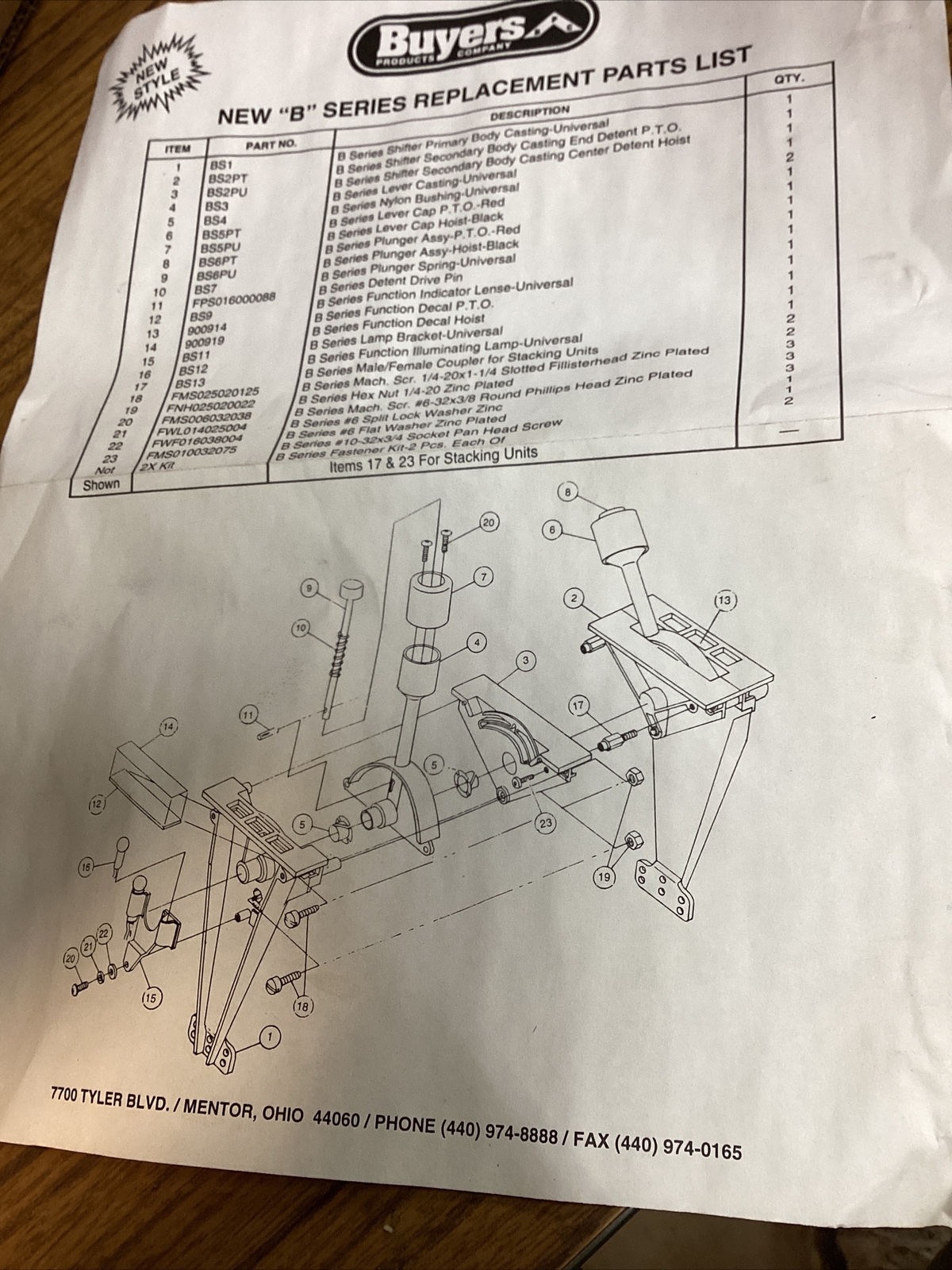 Buyers B Series dual push botton handle pto/hoist control w/tower ...