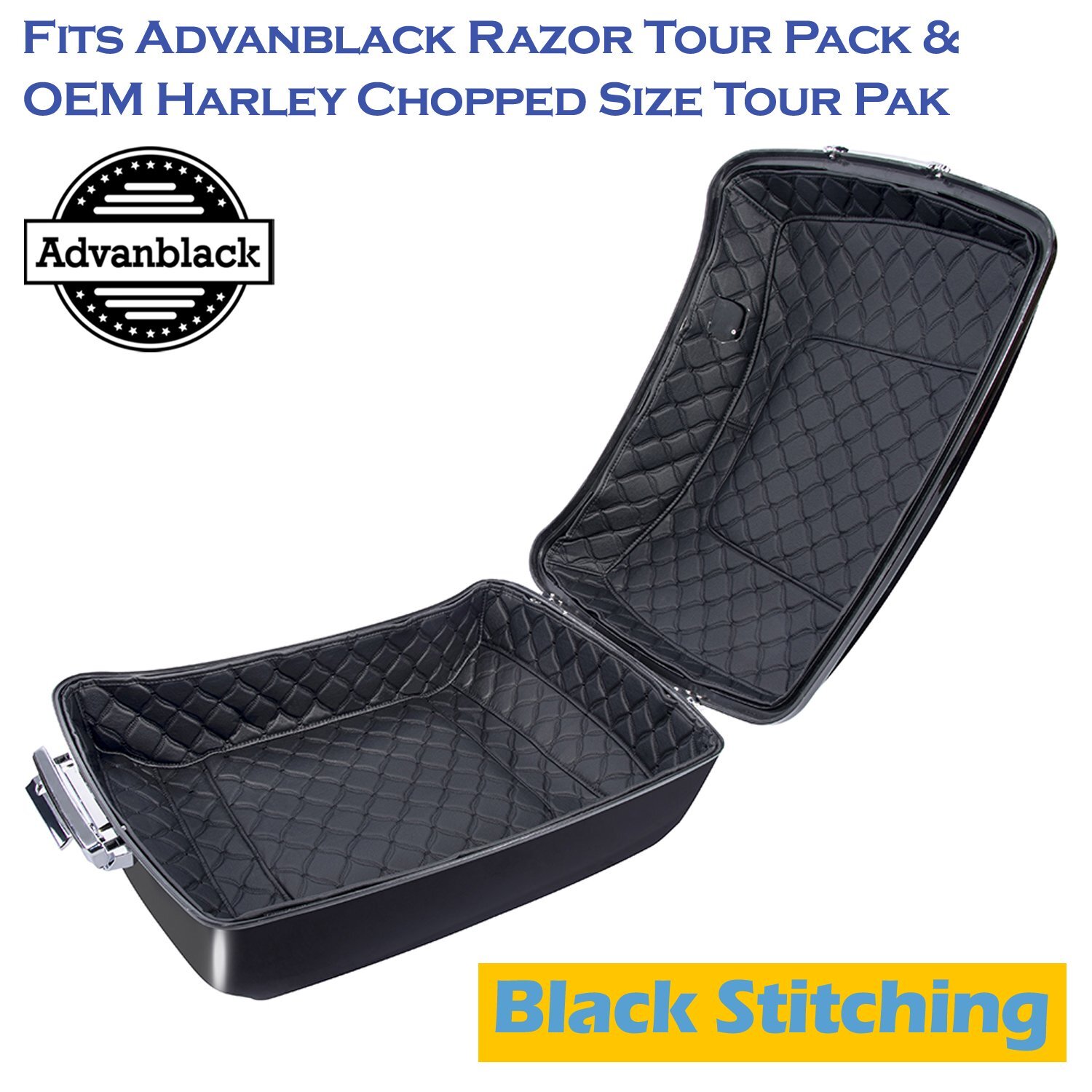Black Stitching Tour Pack Liner For Advanblack Razor/OEM Harley Chopped ...