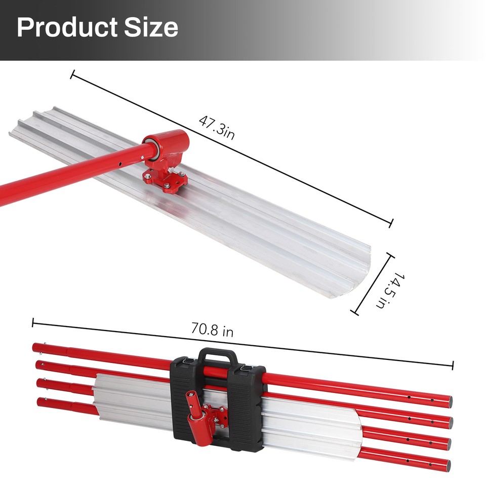 48x8" Concrete Float Tool with 4 Handles and Bull Float Bracket ...