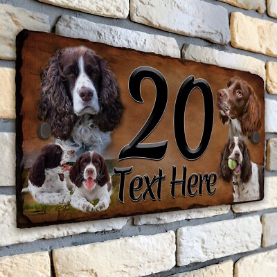 Springer Spaniel House Number Slate Sign Dog Door Plaque Personalised ...