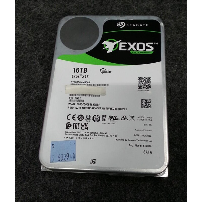 Seagate ST16000NM000J EXOS Enterprise X18 Internal Hard Drive 3.5" 16TB ...