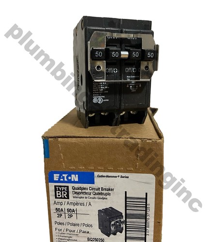 Eaton BQ250250 50Amp/50Amp Double Pole Independent Trip Quadplex ...