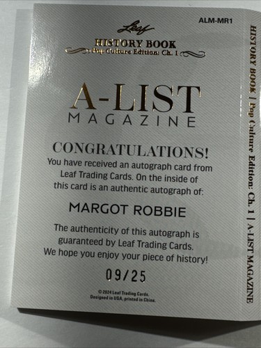2024 Leaf History Book Margot Robbie Auto A-List Magazine Bronze 9/25 ...