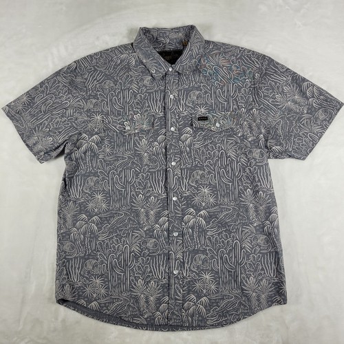 Howler Bros Short Sleeve Shirt Men's Medium Gray Pearl Snap Western ...