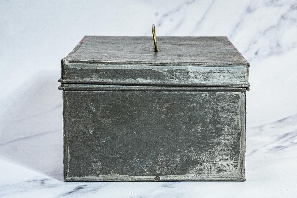 Timeworn Antique Metal Lock Box Storage Home Decor Industrial | eBay