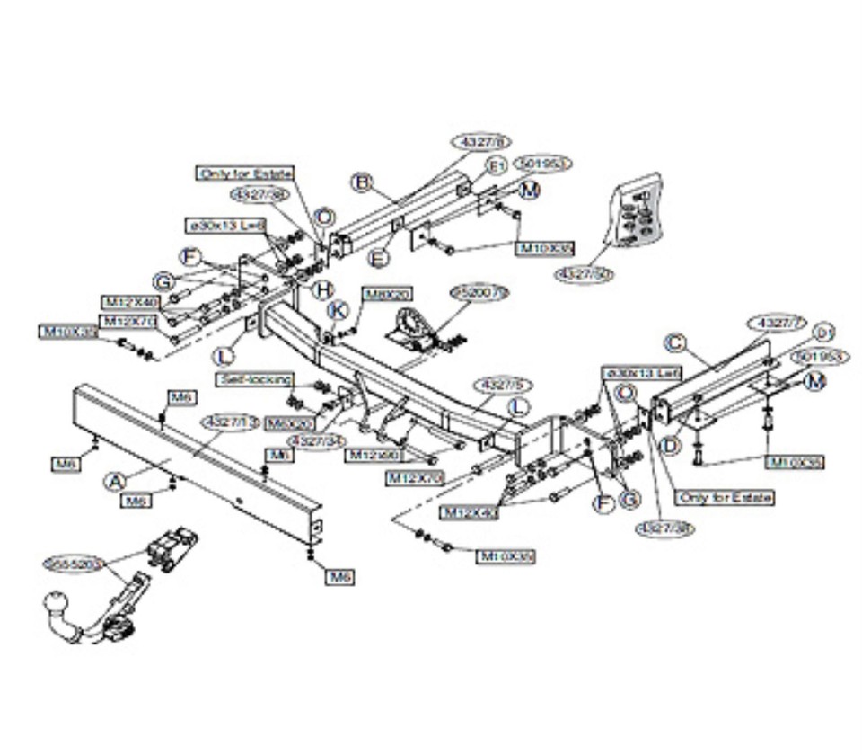 BRINK AHK für Mercedes C-Klasse Kombi 00-07 diag. abn + 13-pol JAEGER ...