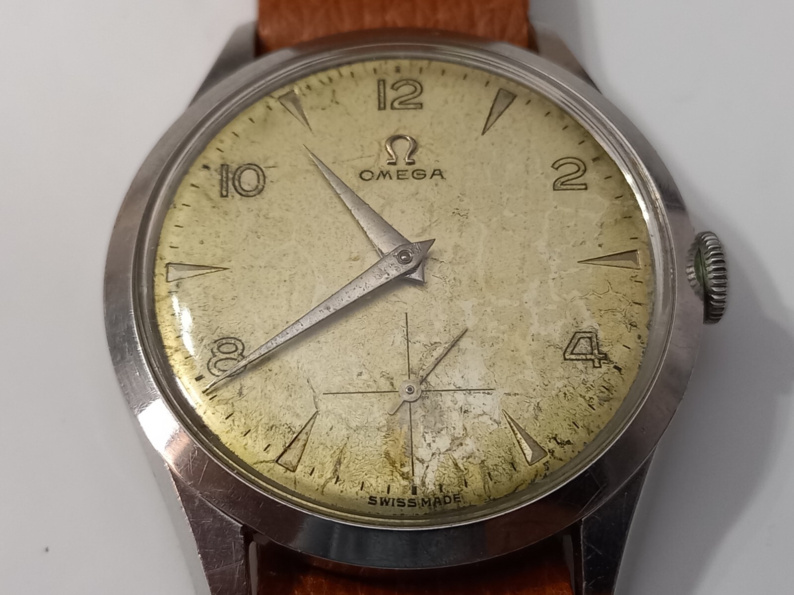 VINTAGE 1954 OMEGA 2750-9 MANUAL CAL 266 STAINLESS STEEL FULL SIZE 35MM ...