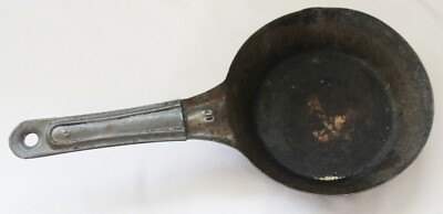 Antique #00 Steel Tin Metal Cold Handle Cowboy Pan Skillet SPOUT 6" Fry ...