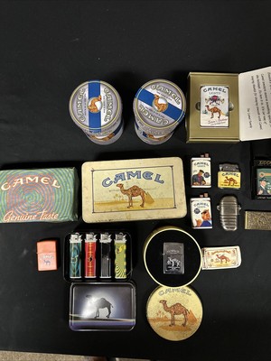 Camel Collectibles Lot VINTAGE Kegs Tins Matches Unopened pack Zippos ...