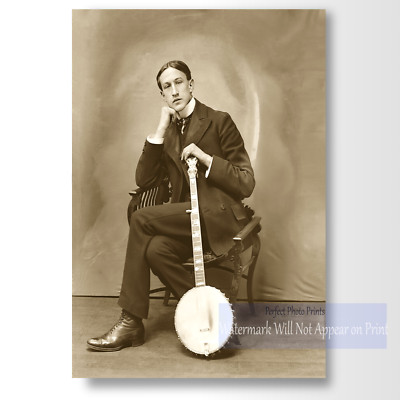 Antique Banjo Player Studio Photo Print - Early 1900s Musician, Photo ...