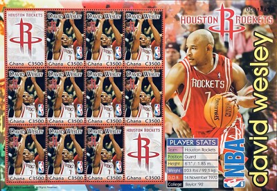 GHANA DAVID WESLEY NBA BASKETBALL STAMPS SHEET 2006 mnh HOUSTON ROCKETS ...