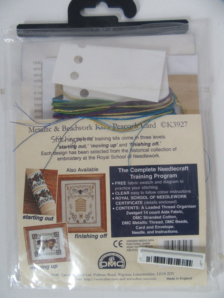 DMC Metallic & Beadwork Kit Peacock Card 3x21/4" Cross Stitching | eBay
