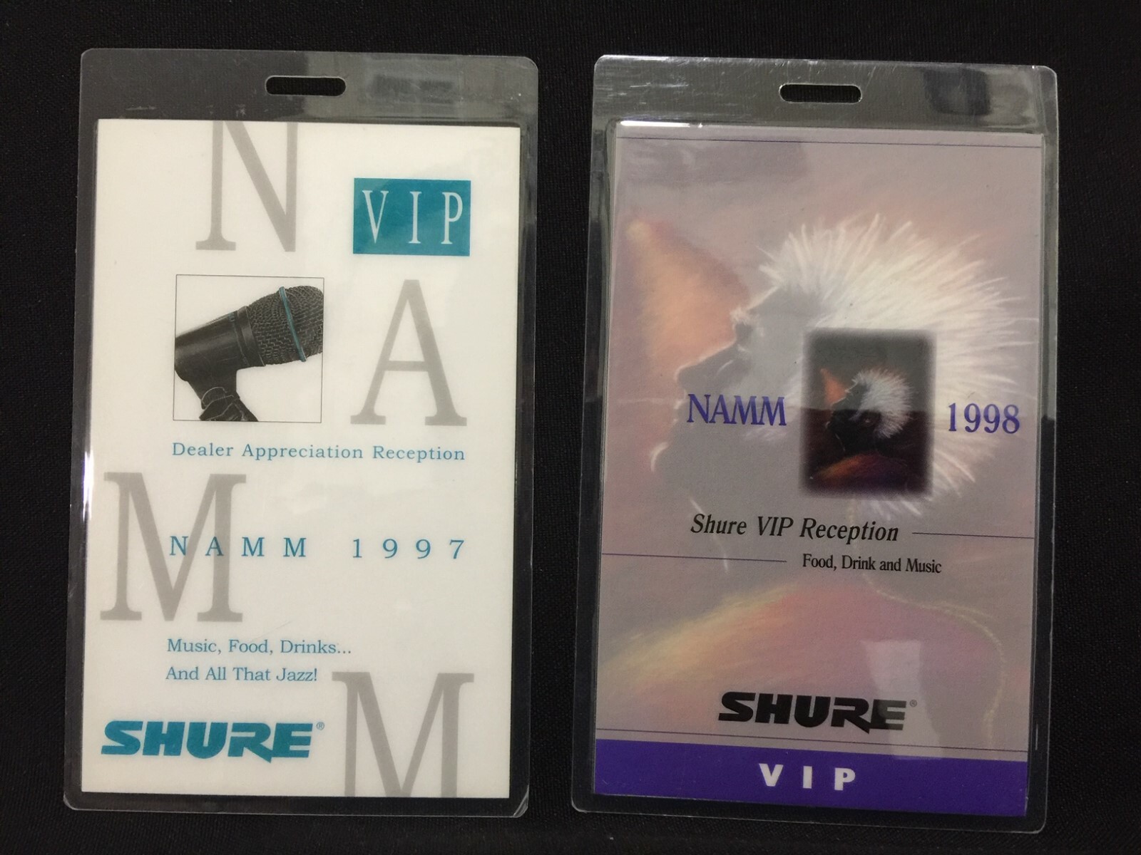 NAMM 1997 1998 Shure VIP Badges Set of 2 Rep Badges | eBay