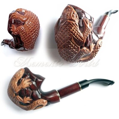 Varan Wooden Hand Carved Tobacco Smoking Pipe Pipes for 9 mm filter ...