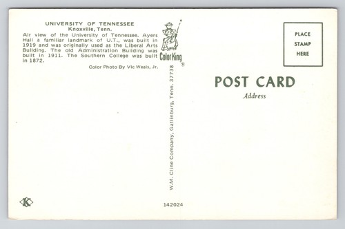 University of Tennessee Knoxville Ayers Hall Liberal Arts Bldg Postcard ...