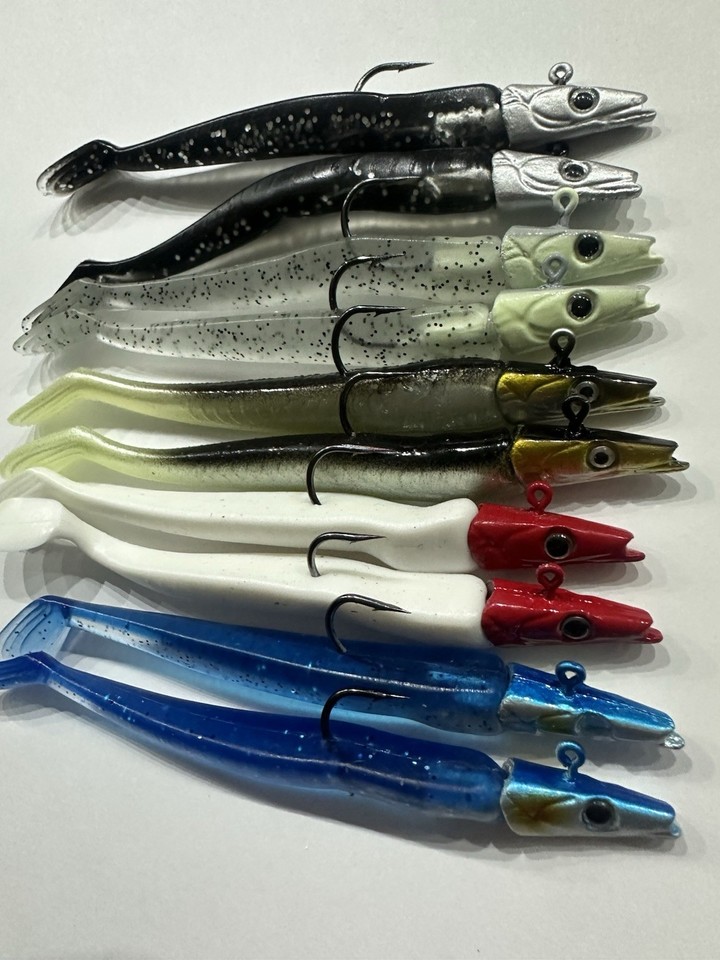 10pcs Saltwater Sandeel Lures for Bass Wrasse Cod Pollock Sea Fishing ...