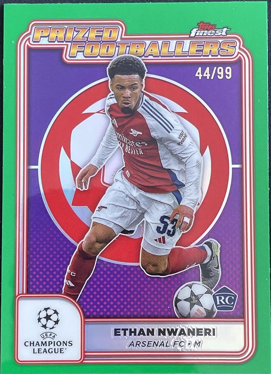 2024-25 Topps Finest Uefa Club Competitions - Prized Footballers Ethan Nwaneri #PF-24 Green ...