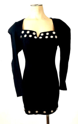 Vintage Jubilation Black Mini Stretch Cocktail Dress Women's Size S | eBay