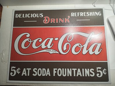 Vintage Reproduction Coca Cola 12 x 16" pebble Texture Soda Pop Tin ...