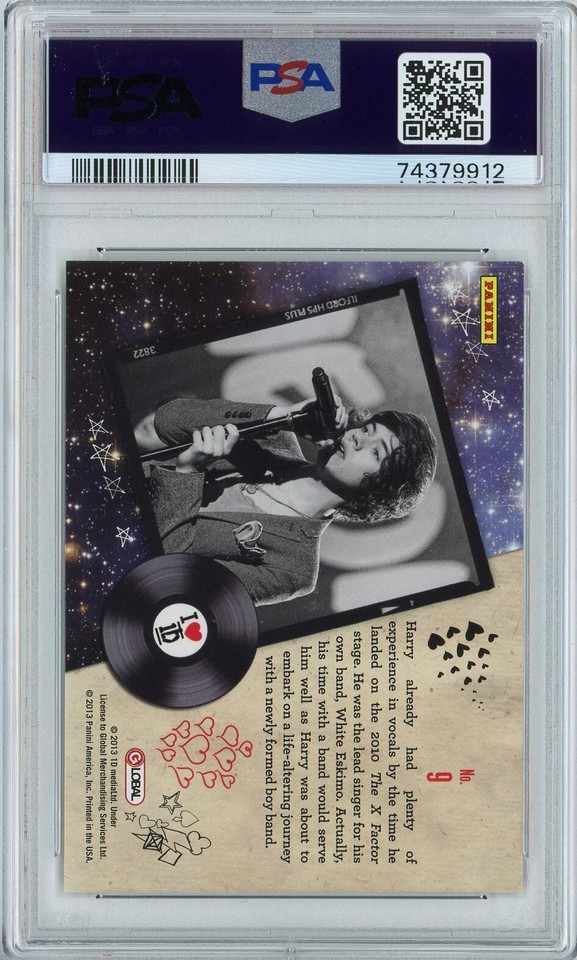 2013 Panini One Direction Up All Night Harry Styles 9 PSA 9 Mint POP 1 ...