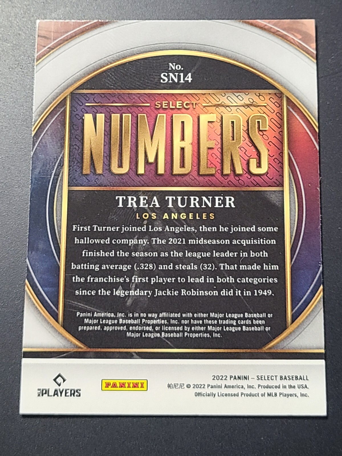 2022 Panini Select - Select Numbers #SN14 Trea Turner for sale online ...