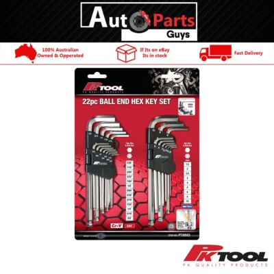 PK Tool 22 Piece Metric & SAE Ball End Hex Set | eBay Australia