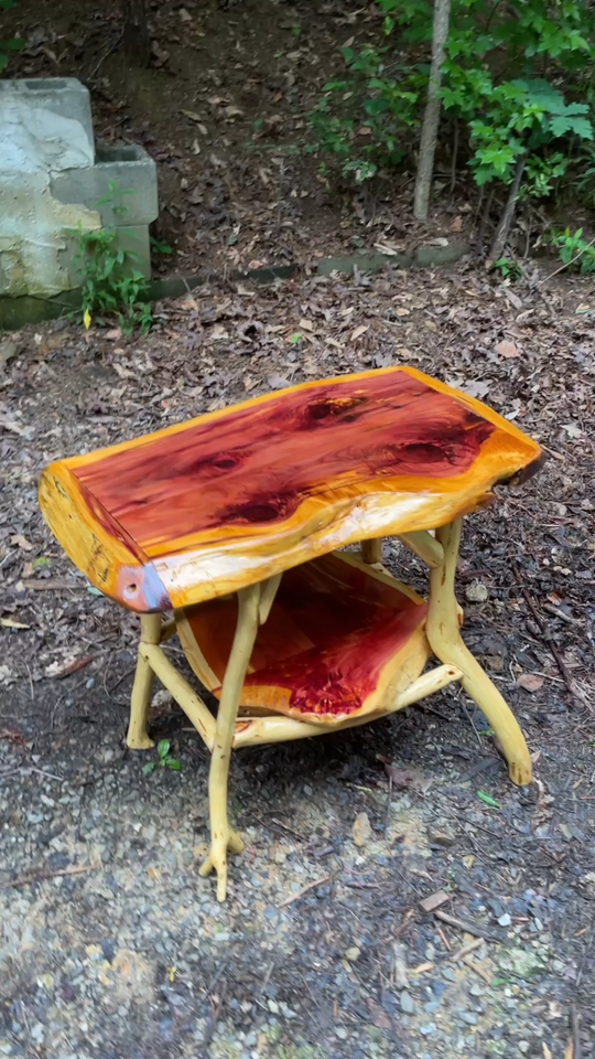Rustic Red Cedar Beautiful HANDMADE Log Leg End Side Table/Magazine ...