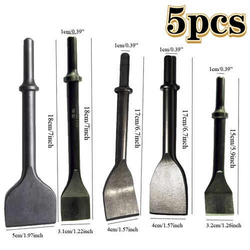 5 PCS Pneumatic Chisel Tool Set Air Hammer Punch Chipping Bits Tool ...
