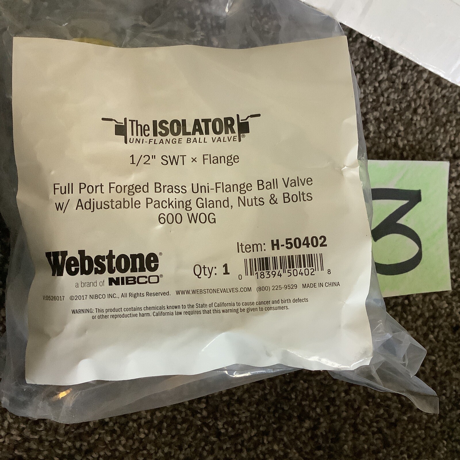 Webstone H-50402 1/2" SWT x Flange Isolator Uni-Flange Isolator Ball ...