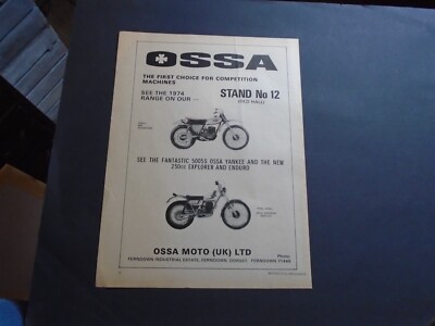 OSSA 5005S & 250 EXPLORER MOTOR CYCLES - VINTAGE AD - MCM JANUARY 1974 ...