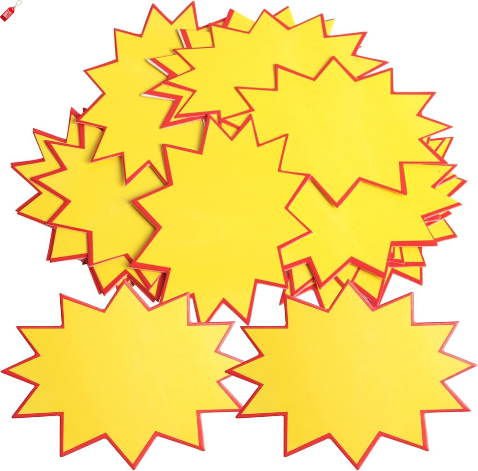 230 Pcs Blank Star Burst Retail Sale Signs Price Label Tags for Garage ...