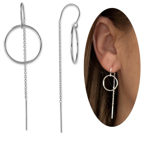 Sterling Silver Threader Earrings, Chain Earrings For Women, Pull Through, Pa... | eBay