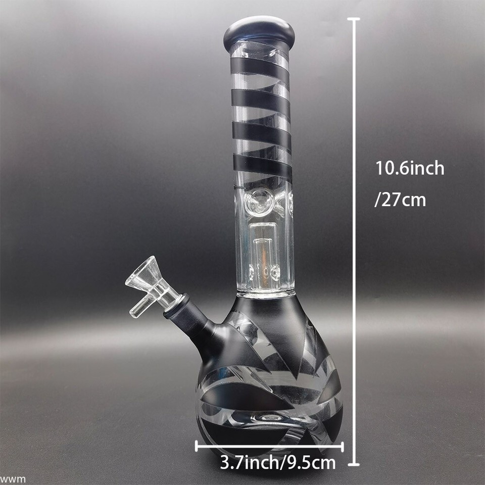 10 Inch Black Stripes Glass Bong, Heavy Water Pipe Hookah for Smoking ...