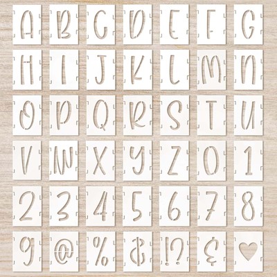 Letter Stencils 3 Inch Cursive Stencil Letters Number Template 42 Pcs ...