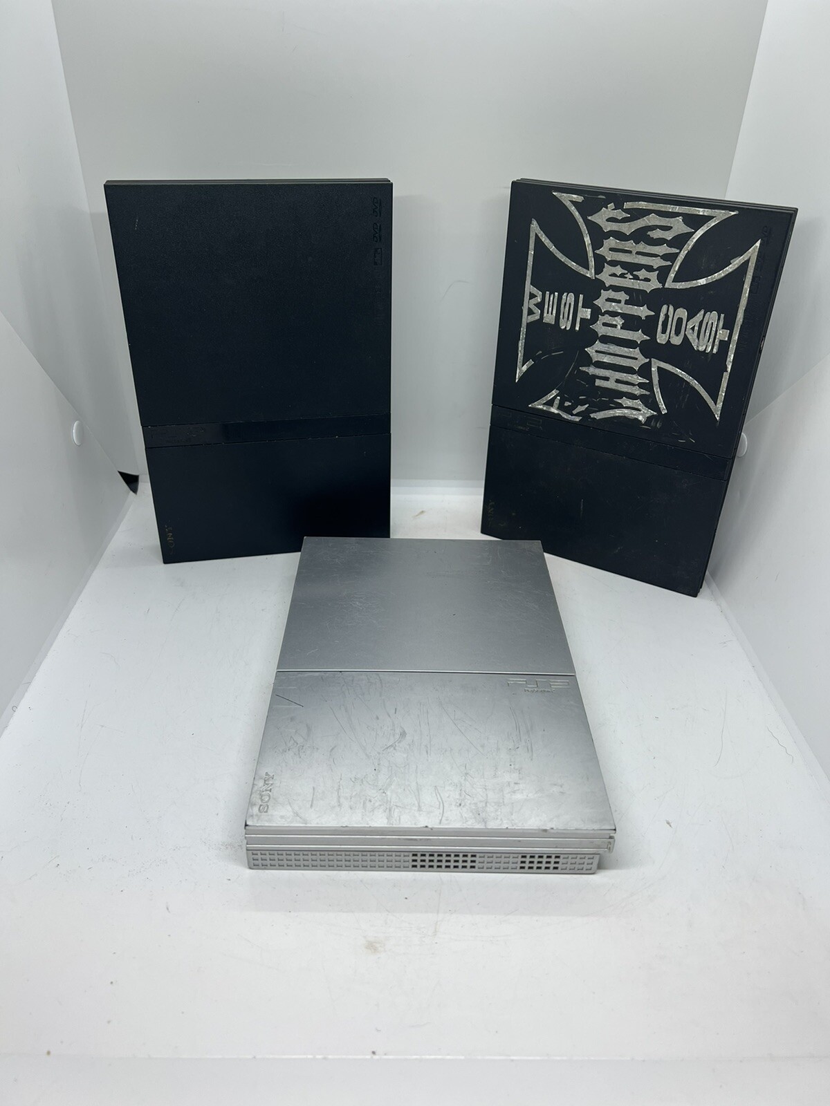 LOT OF 3 PLAYSTATION 2 SCPH-90001 / 70012 / 70001 BLACK / SILVER GAME ...