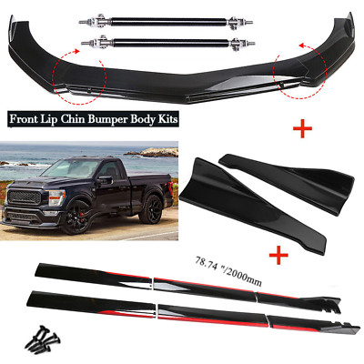 Front Rear Bumper Lip Spoiler Splitter Body Kit Side Skirt For Ford ...